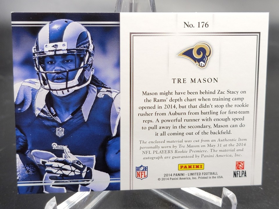 Tre Mason 2014 Panini Limited Phenoms RC Jersey Auto Rookie 37/199 ...