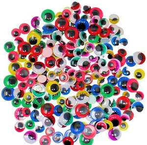 200 Googly Eyes Craft Coloured Eyelashes New Wobbly Mixed Sizes 5 ...