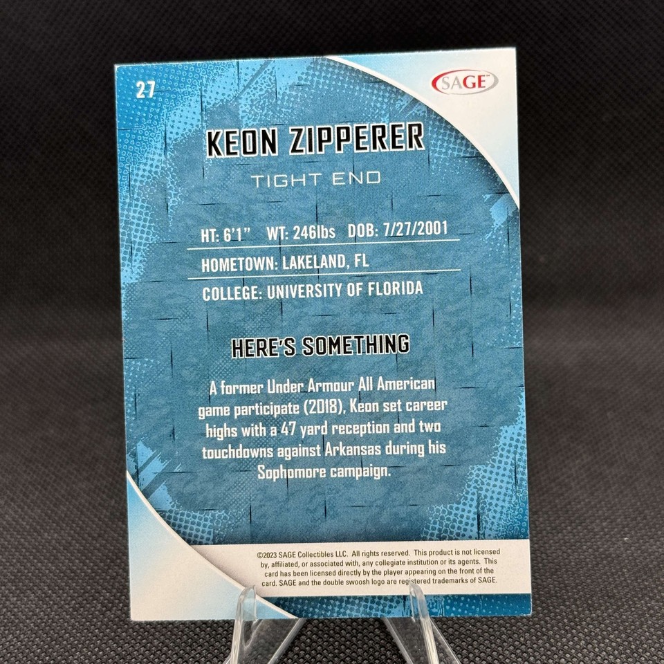 KEON ZIPPERER 2023 Sage HIT RED #27 Florida | eBay