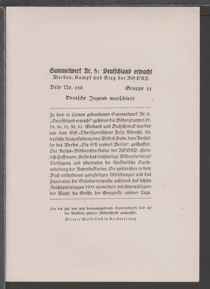️ 3. Reich RARE PHOTO CARD FROM OFFICIALLY ALBUM "GERMANY AWAKES" 12 X ...