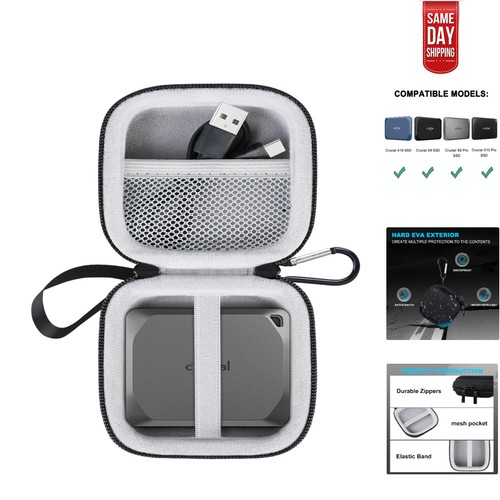 Water-Resistant Hard Drive Case - Shockproof Storage for Crucial SSDs ...