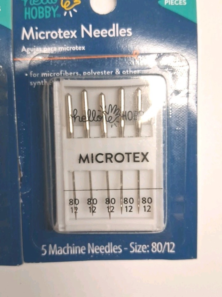 Hello Hobby Microtex Needles 10 Pieces Sewing Machine Needles Size 80/ ...