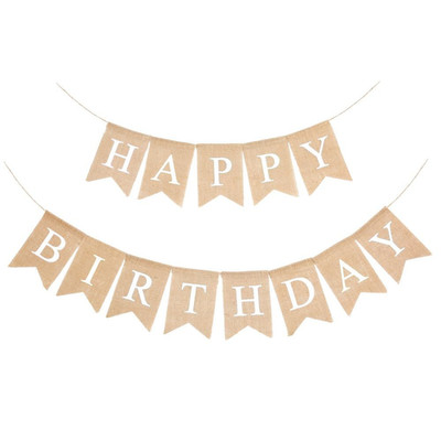 Burlap Happy Birthday Banner Fabric for Happy Birthday Party ...