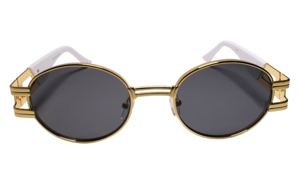 Look Rich Dope Hip Metal Double Temple Accent Oval Round Gold & White ...