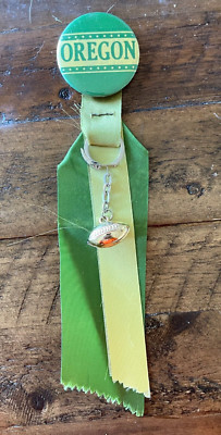 vintage 1960s Oregon Ducks Pinback Button w/ Long Ribbons & Football ...