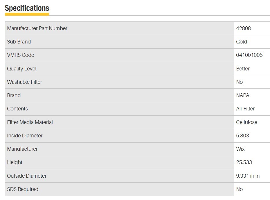 FLEETGUARD AF26363 - Air filter cross reference