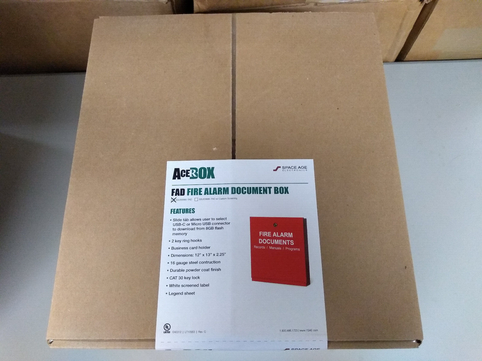Fire Alarm Doc Box, W/USB, 12" W x 13" H x 2.25" Deep. Space Age Model ...