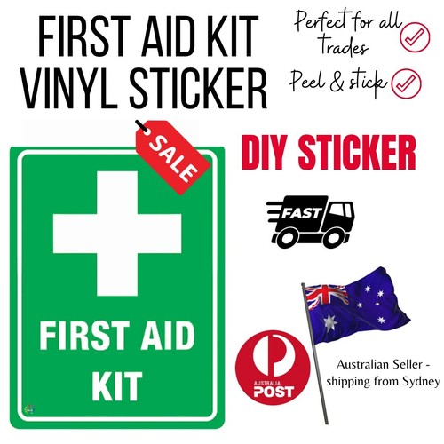 2x First Aid Sticker 50mm or 200mm OHS Car Work Ute Office 4x4 4wd ...