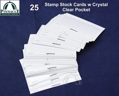 25 Stamp Dealer Cards, White Background with Clear Window, Stamp ...