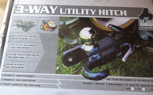 KoMoDo ATV 3-Way Function Receiver Hitch w/ 2" Hitch Ball & Tow Hook ...