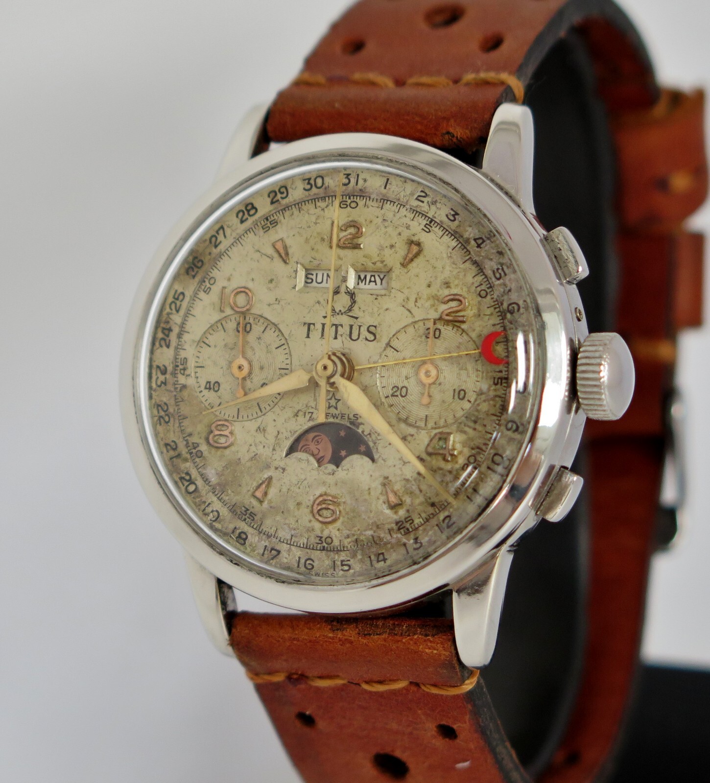 Chronograph TITUS, triple calendar, moonphase, Landeron 186 hand ...