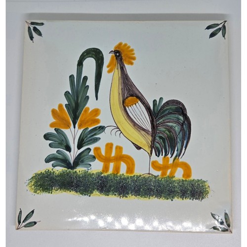 Vintage Geo Martel Tile w/ Yellow/Brownish Bird, Made in Desvres ...