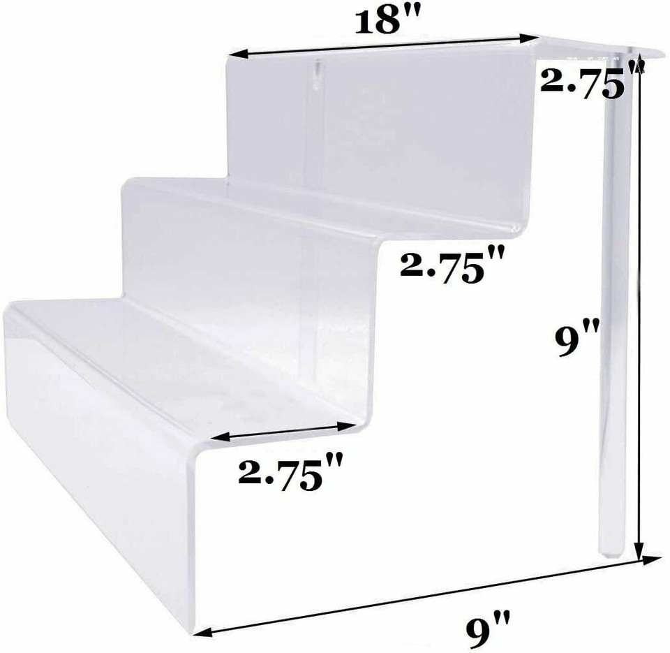 888 Display Three-Tier Acrylic Step Display Ultra Clear and Versatile ...