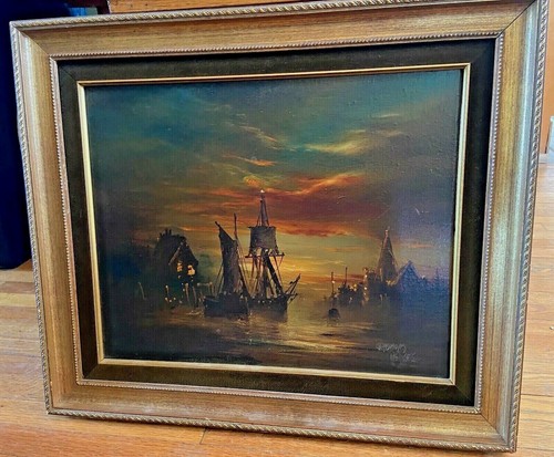 Vintage British Graham Hedges 1952 Oil Painting on Canvas 12' x 15 ...