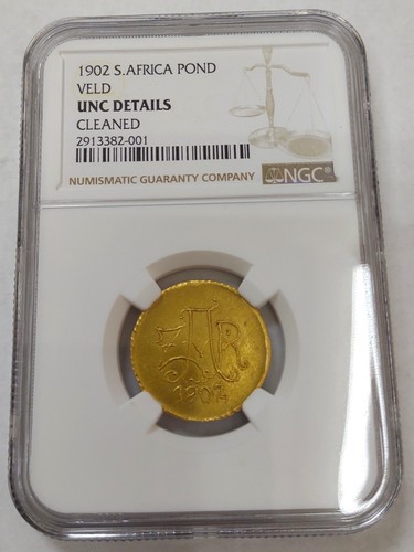 1902 SOUTH AFRICA POND VELD UNC DETAILS CLEANED GRADED BY NGC! VERY ...