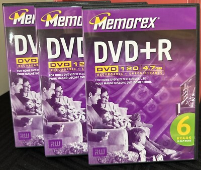 Memorex DVD+R 120min 4.7G Blank Disc with Standard DVD Case New Lot of ...