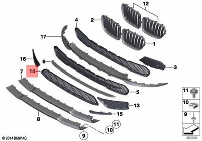 Genuine BMW X1 E84 Front Bumper Center Grid Grille OEM 51117303752 | eBay