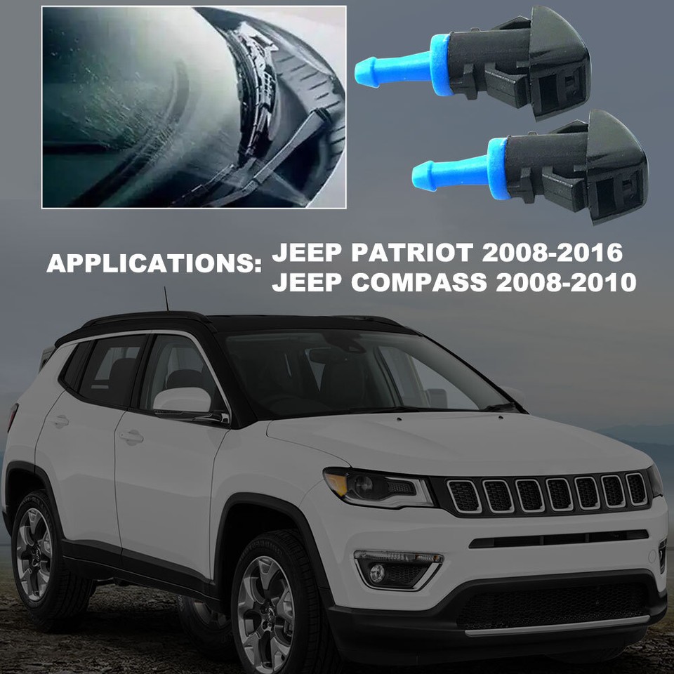 2Pcs Front Windshield Wiper Washer Hood Jet Sprayer Nozzle For Jeep ...