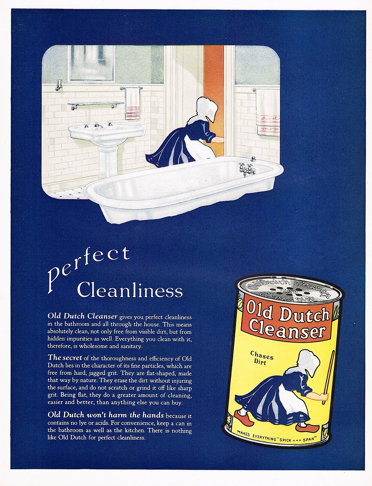 1920s BIG Vintage Old Dutch Cleaner Maid Retro Bathroom Decor Art Print ...