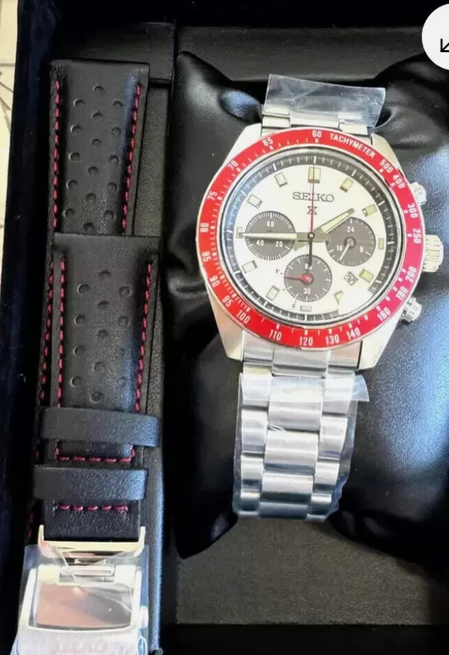 Seiko SSC945 Prospex Red Bezel Speedtimer Chronograph Watch 100m Box ...