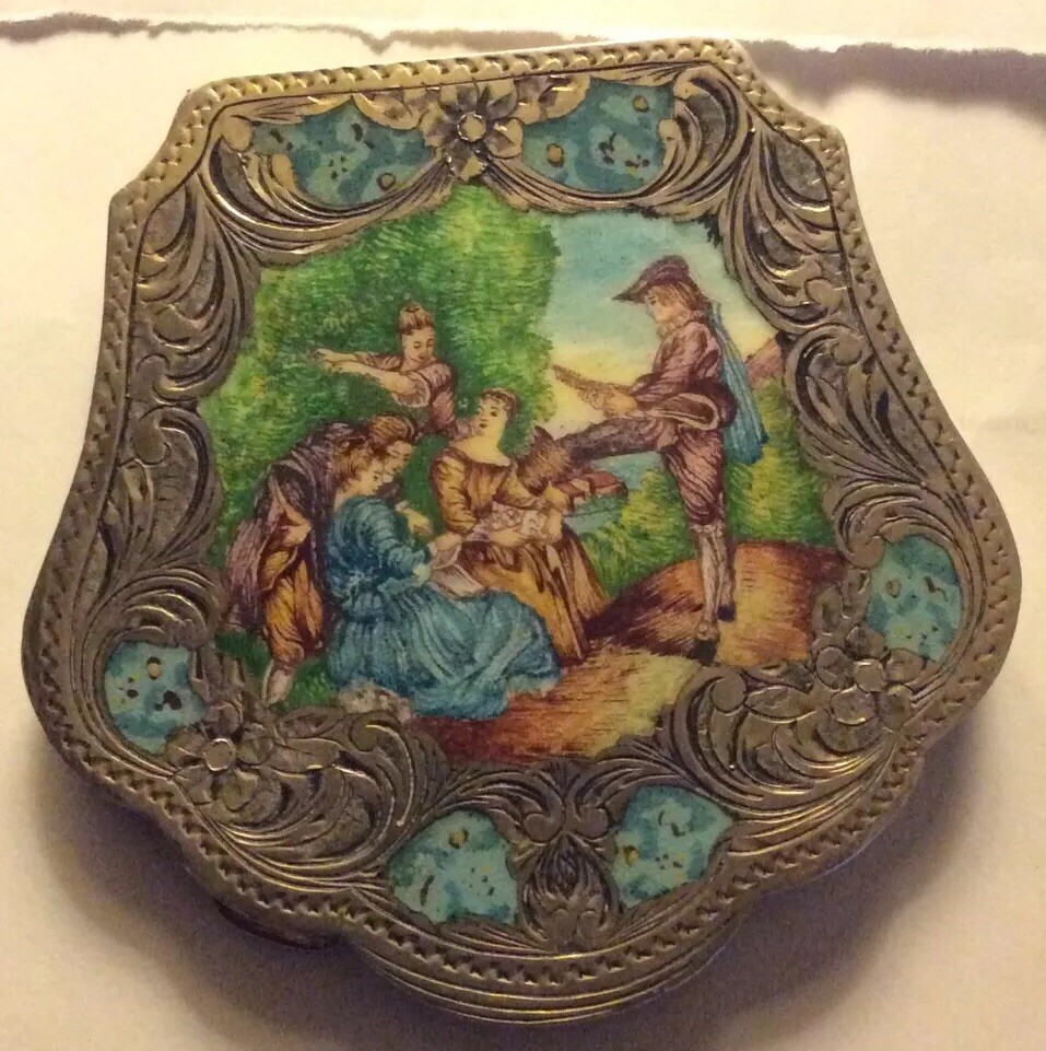 Beautiful Vintage Italian 800 Silver Enameled Compact | eBay