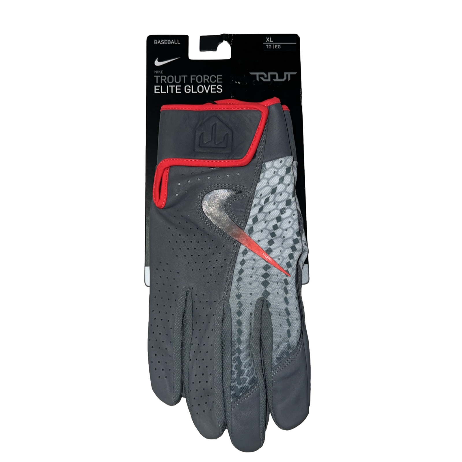 Nike Trout Force Elite Baseball Batting Gloves Dark Grey Size Large L ...