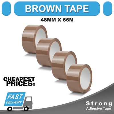 STRONG BROWN PARCEL PACKING PACKAGING TAPE ROLLS 48MM X 66M CARTON ...