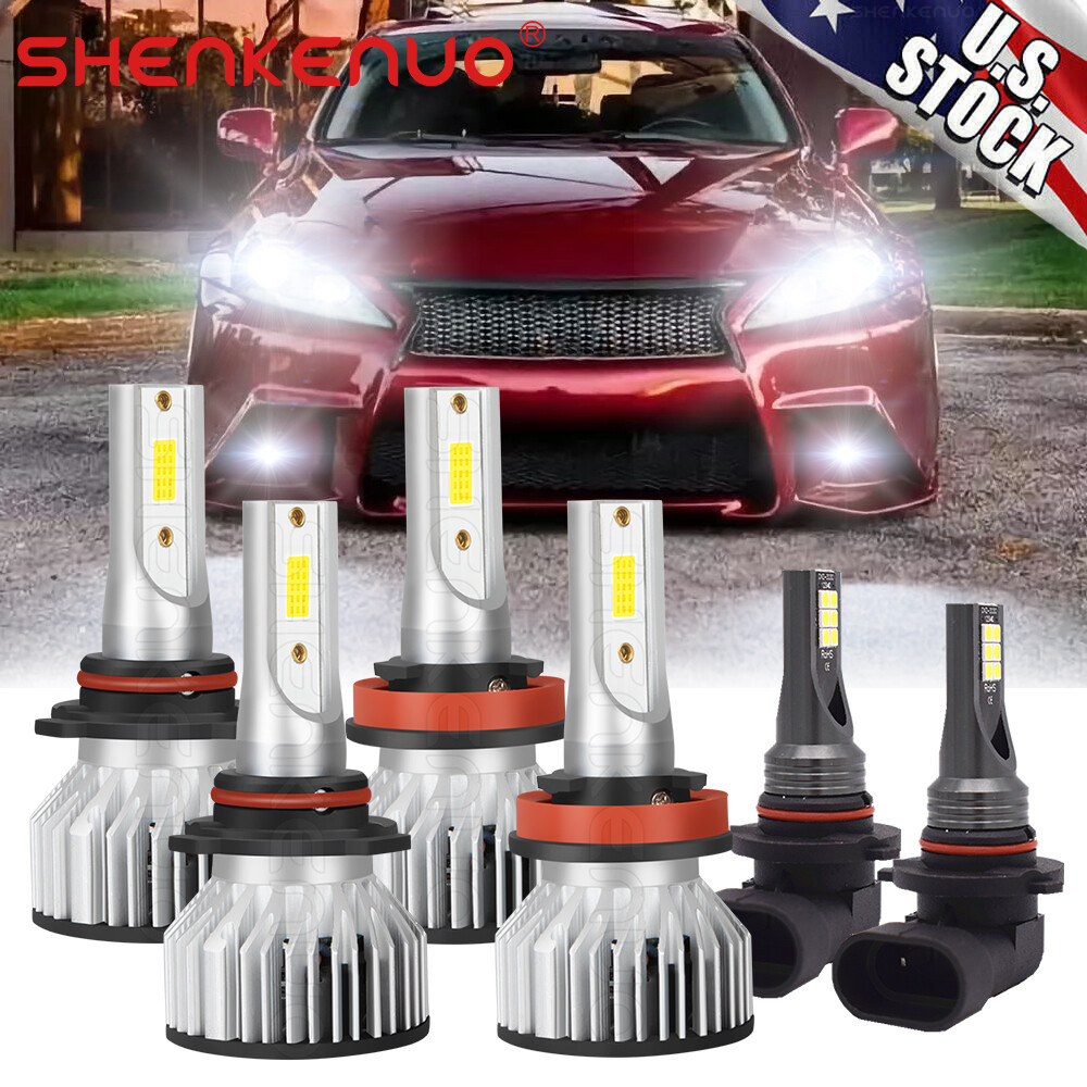 For Lexus IS250 IS350 2006 - 2010 6pc 8000K LED Headlights + Fog Light ...