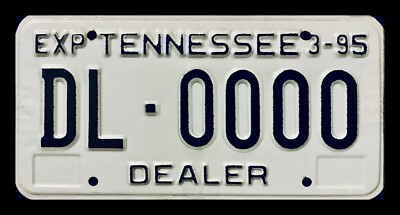TENNESSEE 1995 NEW USED DEALER SAMPLE LICENSE PLATE " DL-0000 " TN EXP ...