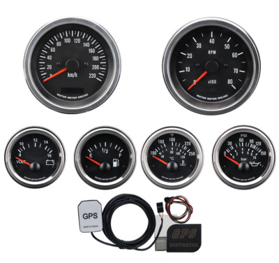 MOTOR METER RACING VD 6 Gauge Set GPS Speedometer KMH °C BAR White LED ...