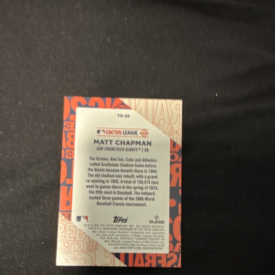 Topps 2024 Cactus League Matt Chapman San Francisco Giants Baseball ...