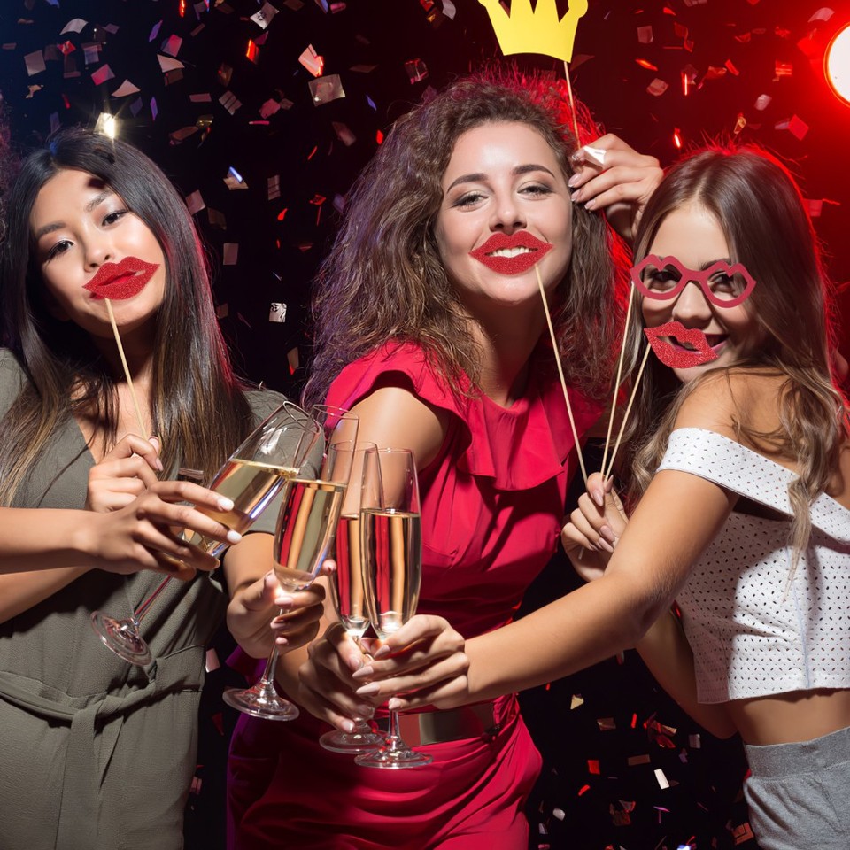 20 Pcs Paper Wooden Party Lips Photo Booth Props Creative Photograph ...