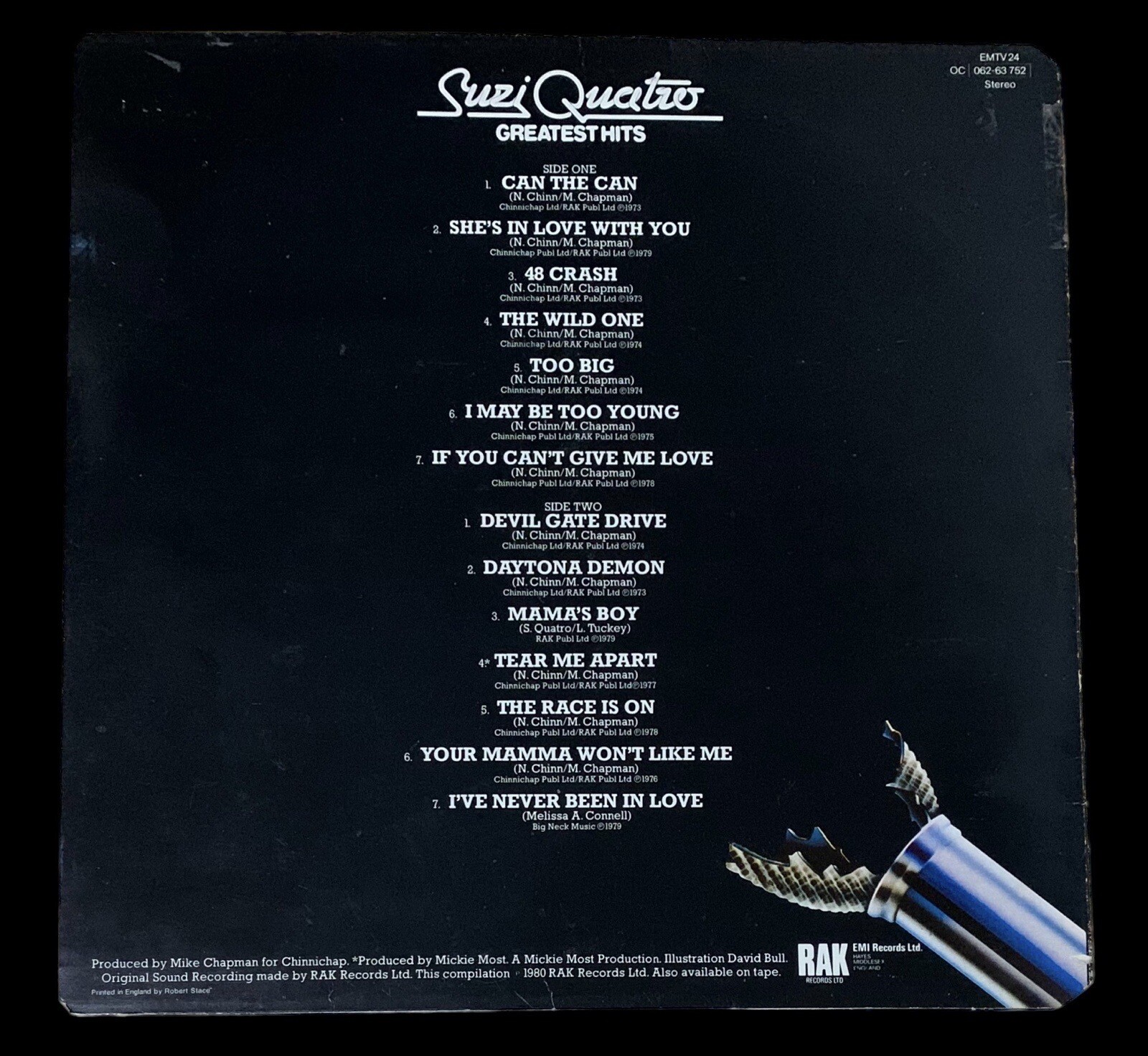 SIGNED SUZI QUATRO GREATEST HITS VINYL LP RARE CAN THE CAN DEVILGATE ...