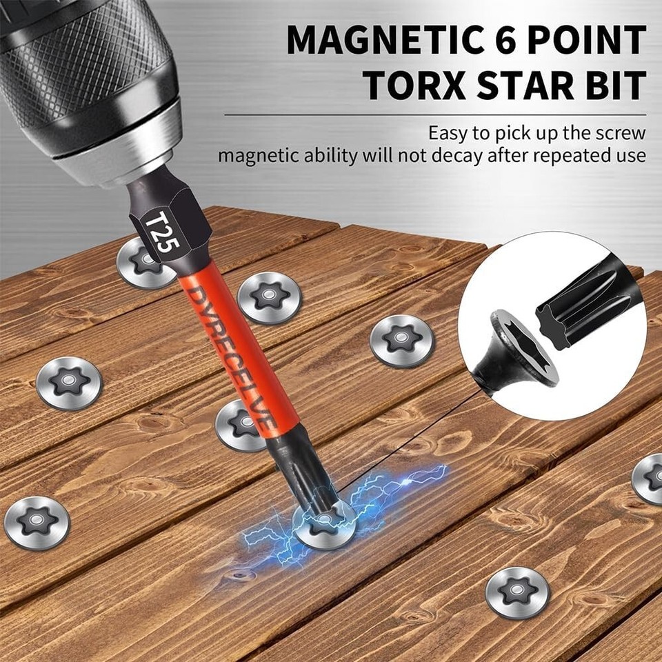 10-Pack T25 Torx Bits for Impact Driver Torx Bit Set 2''Long Profession ...