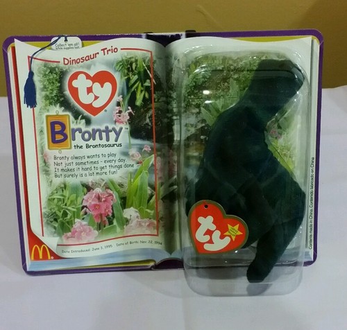 Ty McDonald's Dinosaur Trio Teenie Beanie Baby *Bronty the Brontosaurus ...