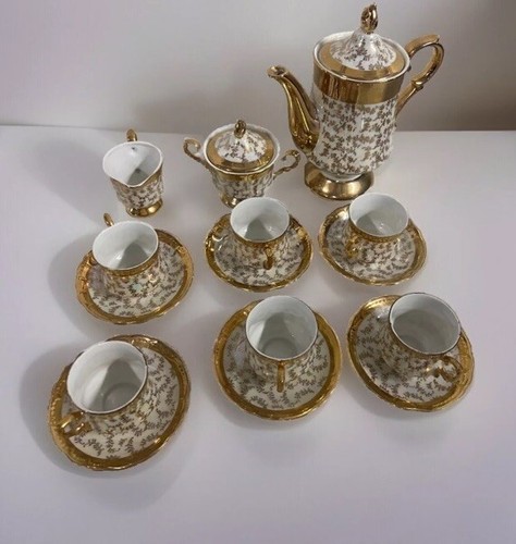 Vintage Royal Crown Iridescent Gold complete Tea Set 1700 Hand Painted ...