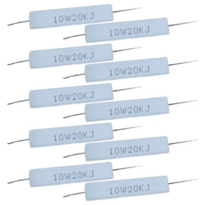 10pcs 20K ohm 20KRΩJ 10 watt Axial Ceramic Cement Power Resistor 10W US ...