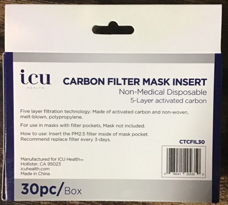 ICU Health 5-Layer Carbon Filter Face Mask Insert - 30ct - NEW | eBay