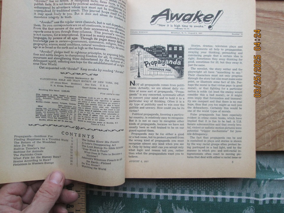 Awake! watchtower magazine aug 8 1957 Jehovah's Witnesses | eBay