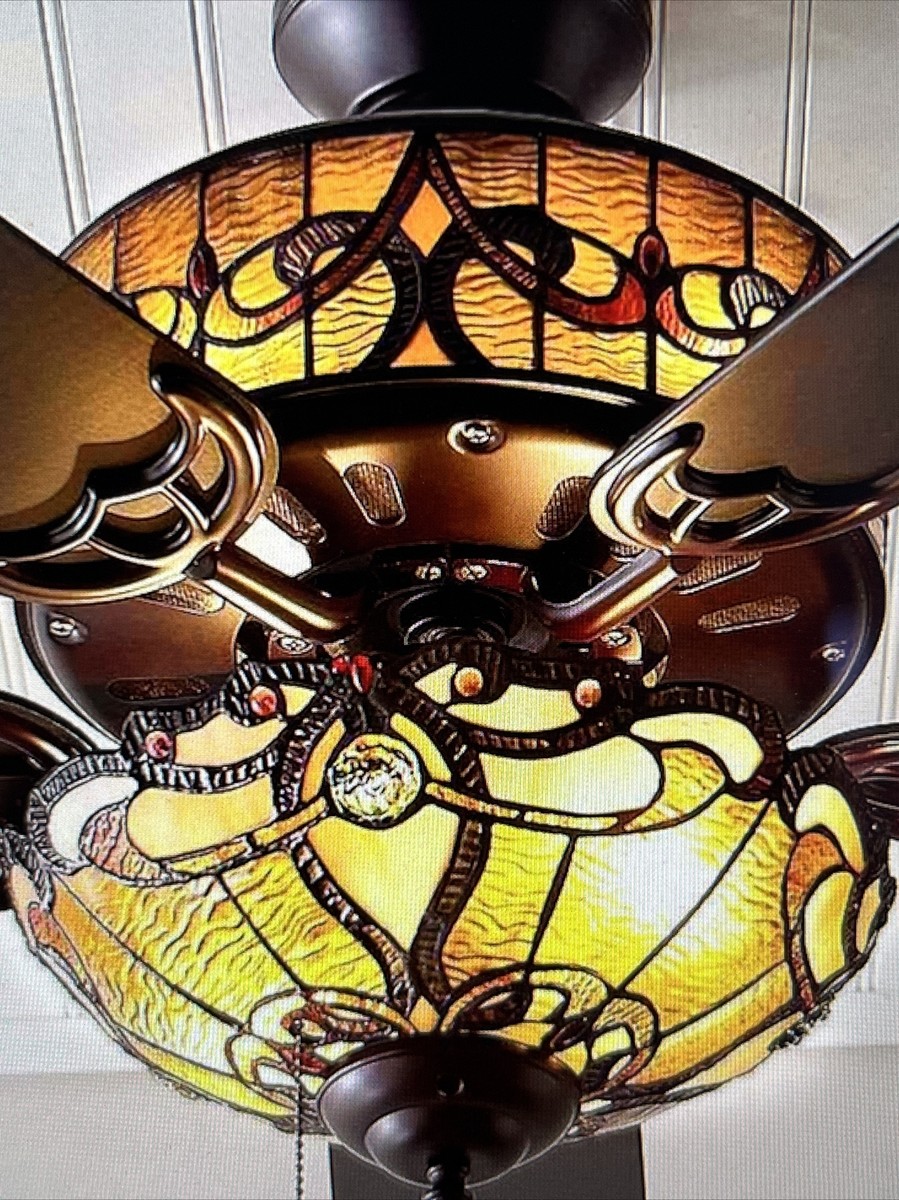 Stained Glass Ceiling Fan Tiffany Style Ceiling Fan Light With Remote