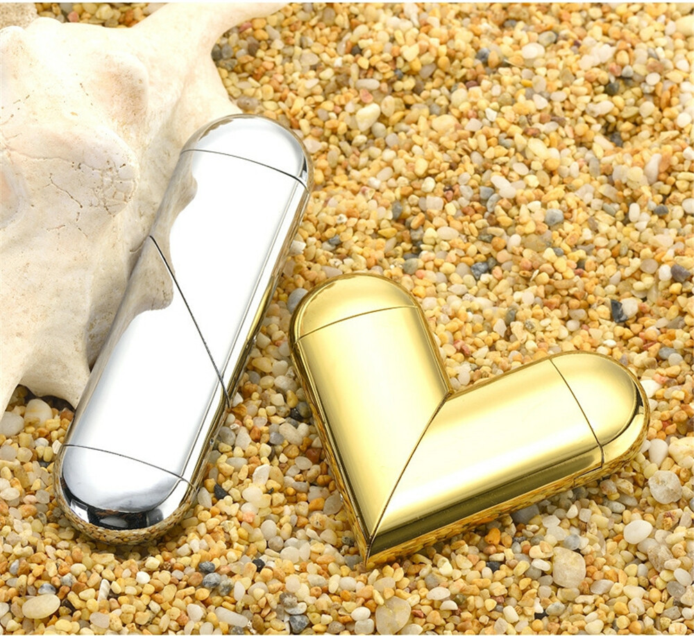 Heart Shaped Metal Lighter USB Electric Flame Windproof Butane Gas ...