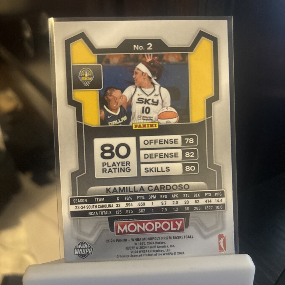 2024 Panini WNBA Monopoly Prizm Basketball Kamilla Cardoso Base RC #2 ...