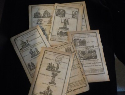 ORIGINAL 1788 HIEROGLYPHICK BIBLE LEAF Old or New Testament Jehovah ...