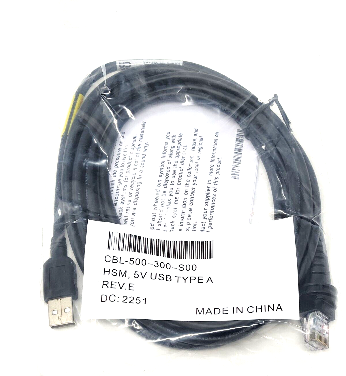 OEM Honeywell CBL-500-300-S00 USB Cable Type A HSM 5V USB 3M Rev .E DC ...