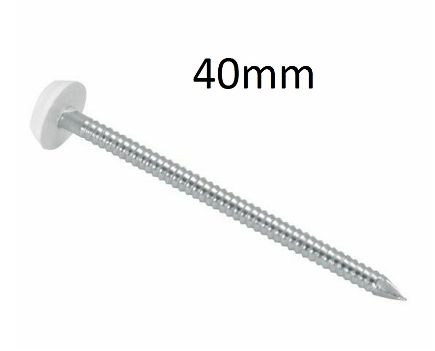 WHITE Poly Top CLADDING PINS Nails UPVC/Fascia/Soffit Roof Plastic Cap ...