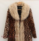 Womens Leopard Winter Thicken Warm Jacket Long Faux Fur Collar Trench ...