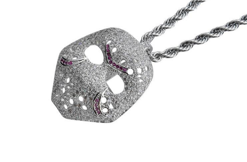 Simulated 4.09CT Round Sapphire & Ruby Mask Pattern Design Hip Hop Men ...