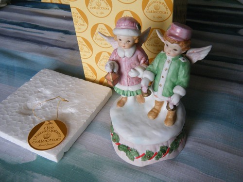 1987 the Christopher collection Lefton 2 angels White Christmas ...
