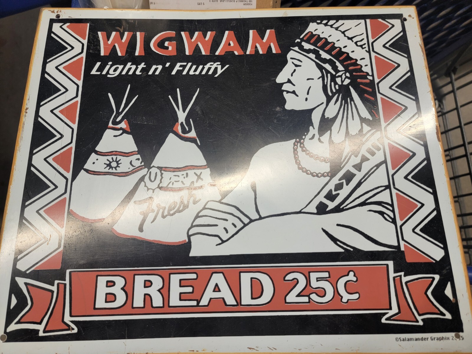 Vintage Wigwam Light & Fluffy Bread 25 Cent Tin Sign | eBay
