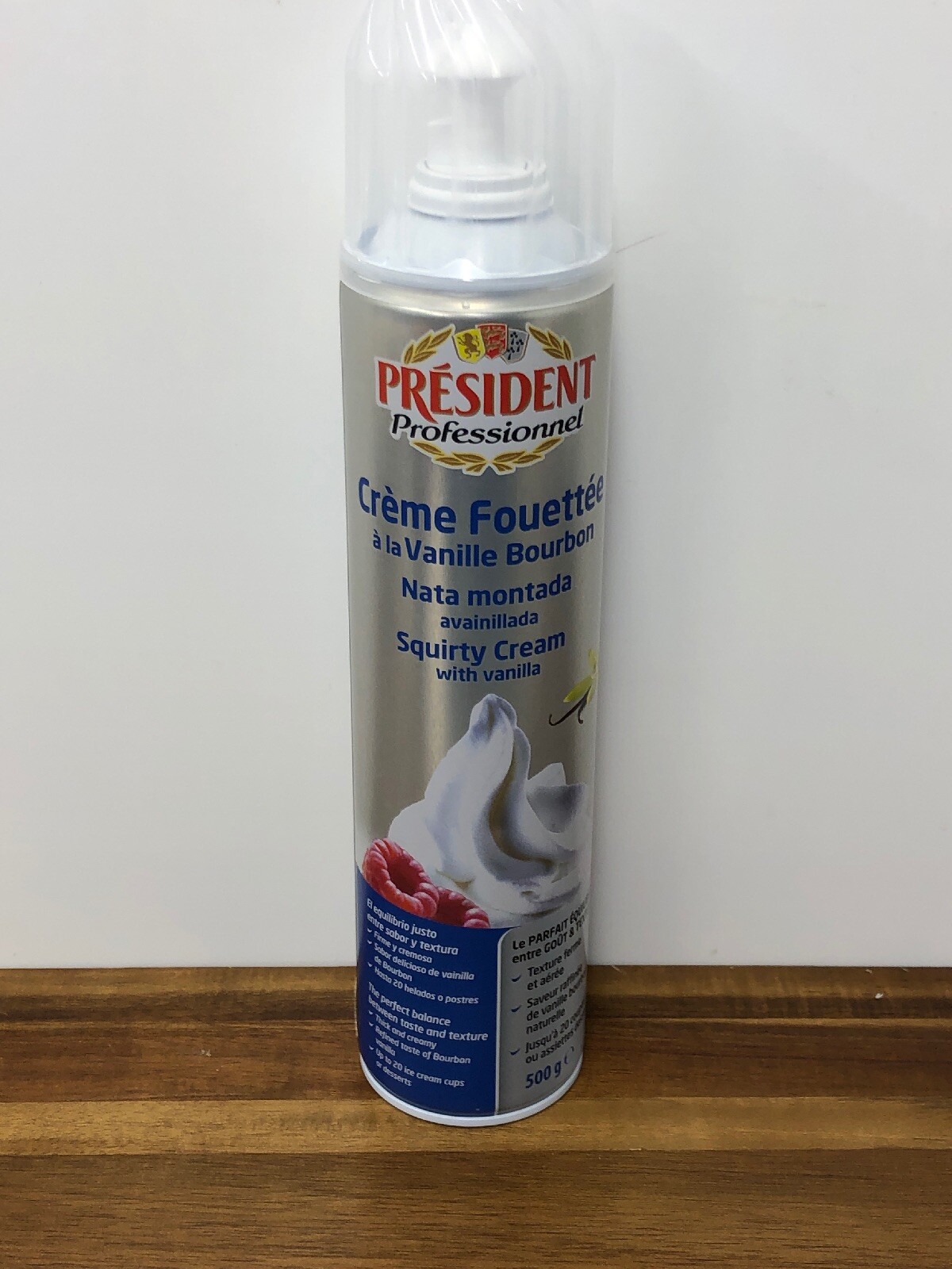 President Professional French Squirty Cream With Vanilla 500g 91% Cream ...